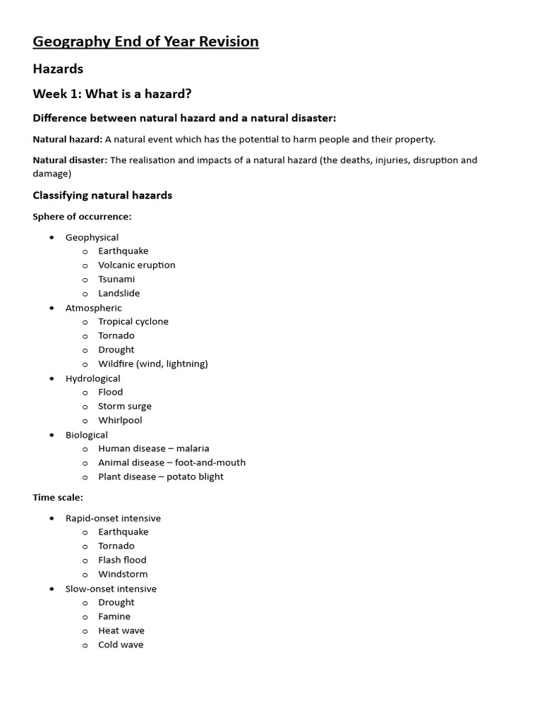 Natural Hazards Revision Guide | PDF