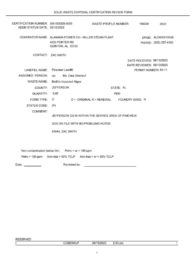 Solid Waste Disposal Certification Form | PDF | Hazards | Waste