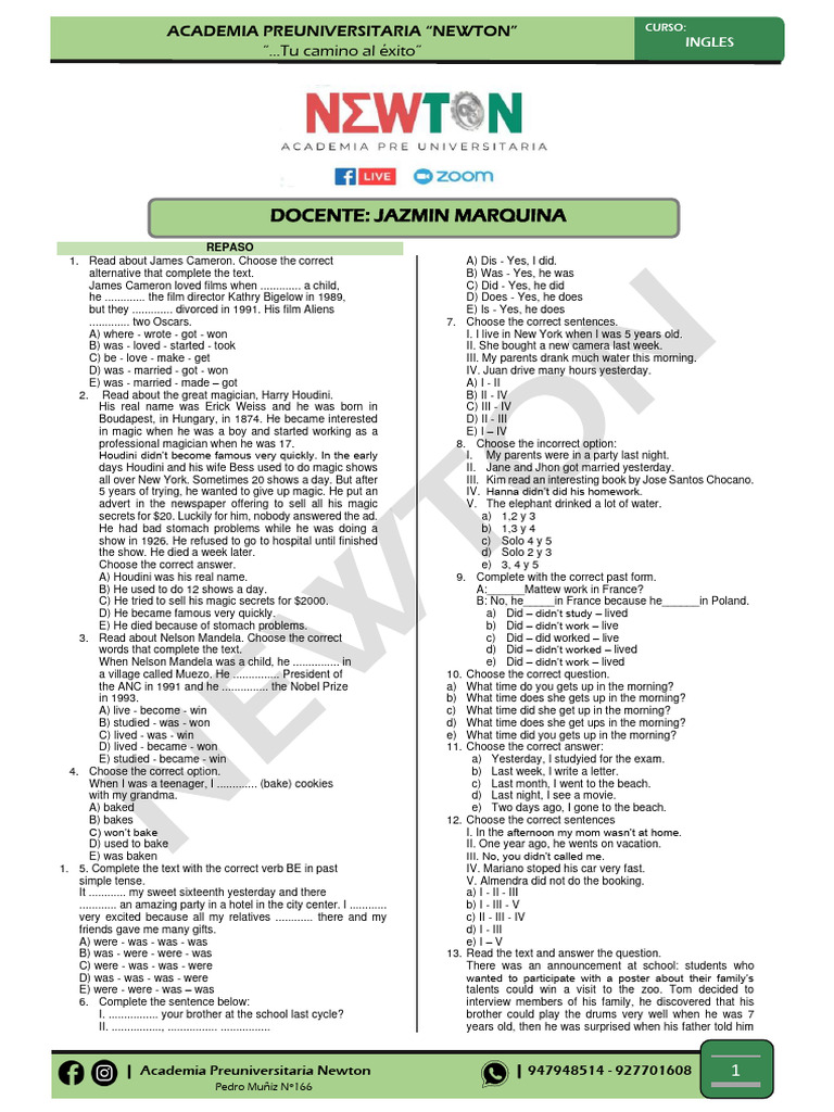Ingles Repaso Letras Jazmin Marquina | PDF
