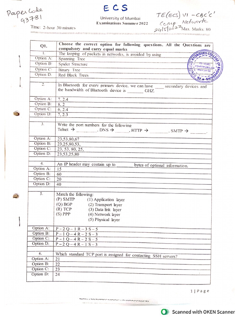 Ecs Vi Sem May 2022 | PDF