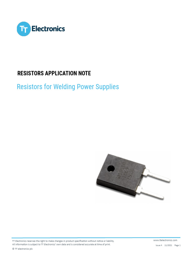 Resistors For Welding Power Supplies | PDF | Rectifier | Power Supply