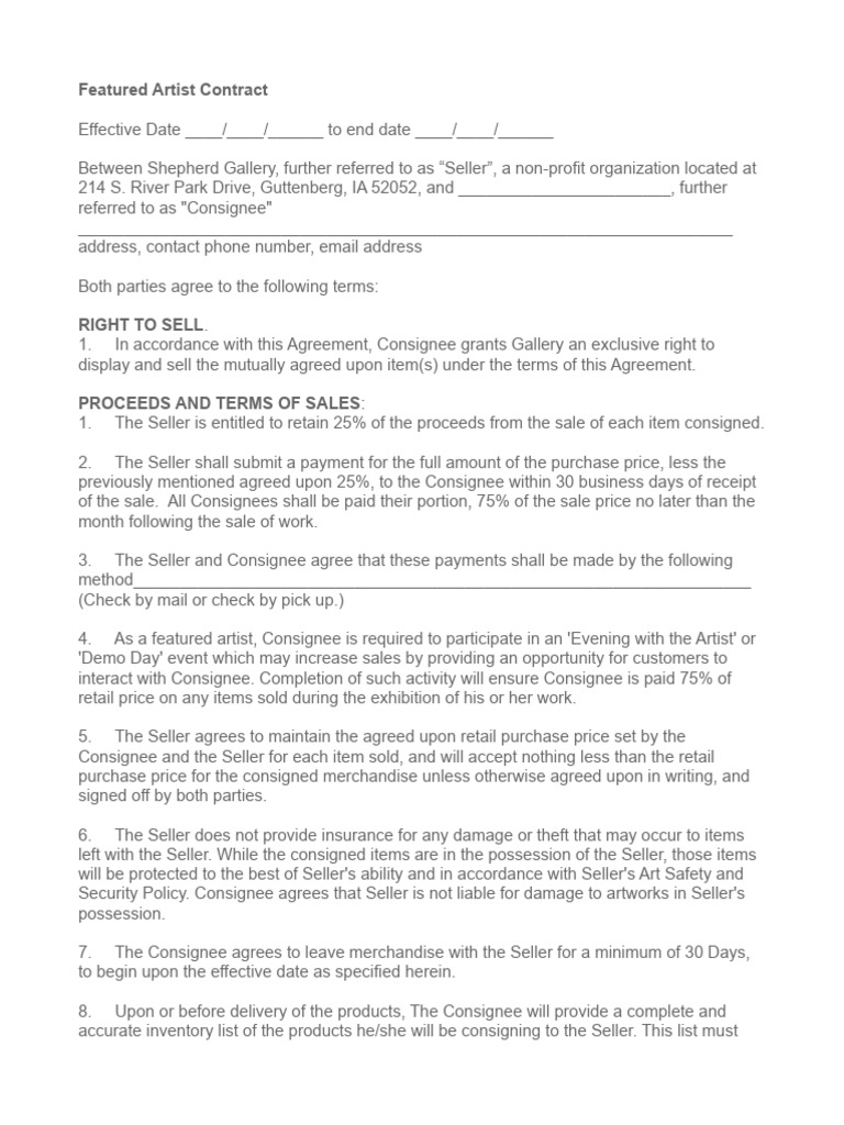 Featured Artist Contract | PDF | Sales | Justice
