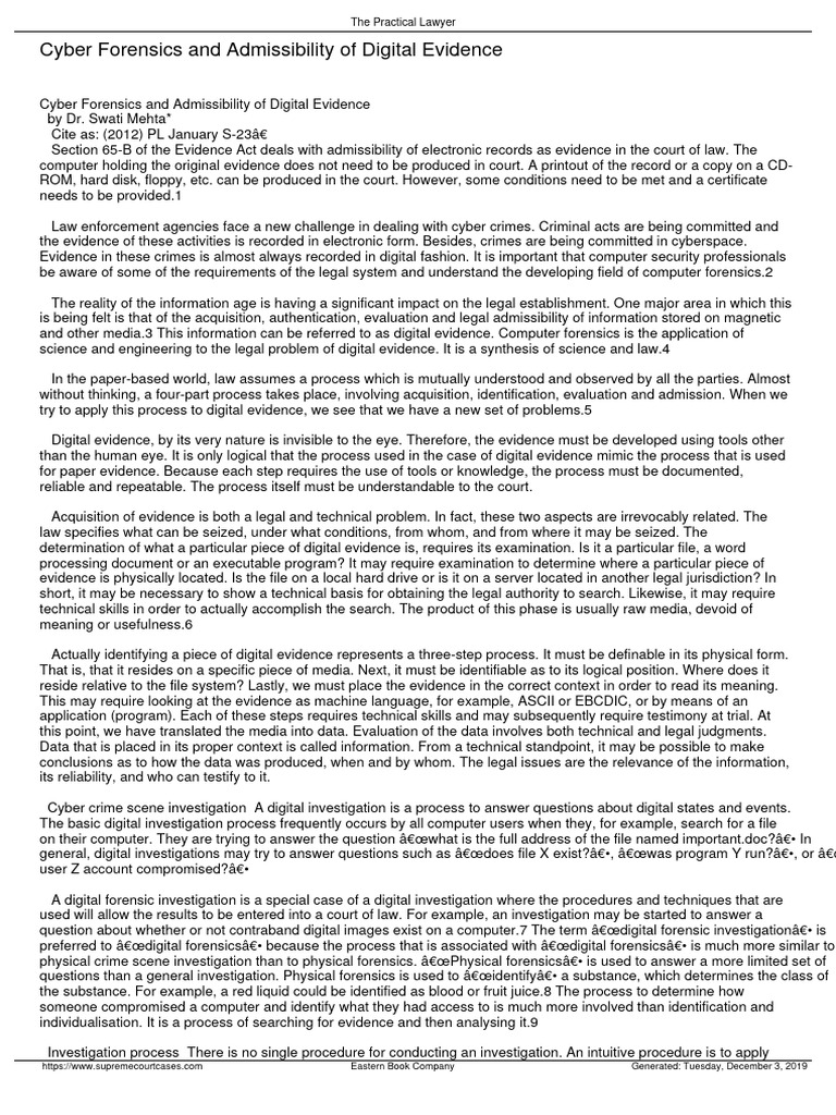 Digital Evidence in Cyber Forensics | PDF | Digital Forensics ...