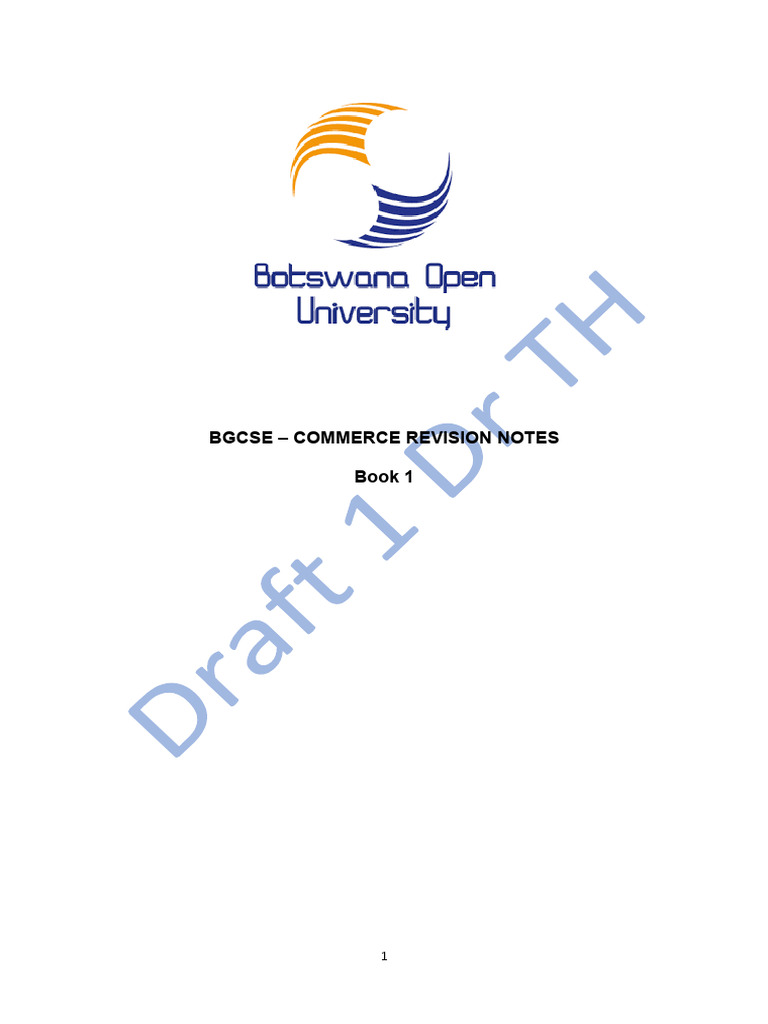 BGCSE Commerce Revision Book 1-1 | PDF | Retail | Commerce
