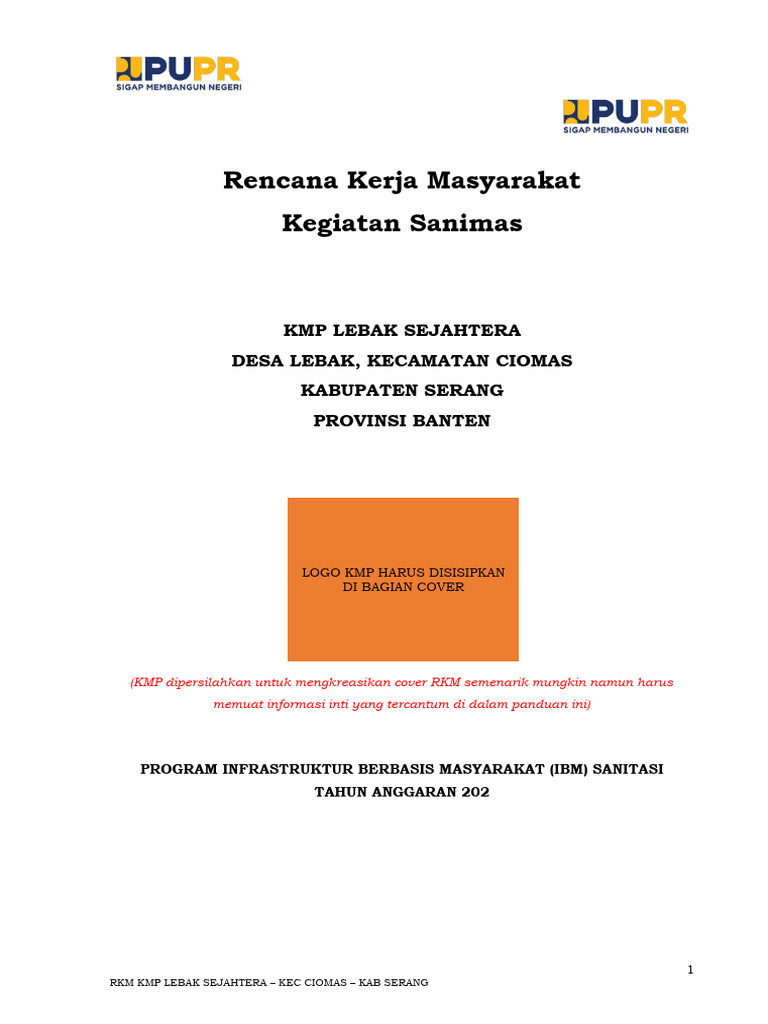 RKM Sanimas Tahun 2024 Ciomas | PDF