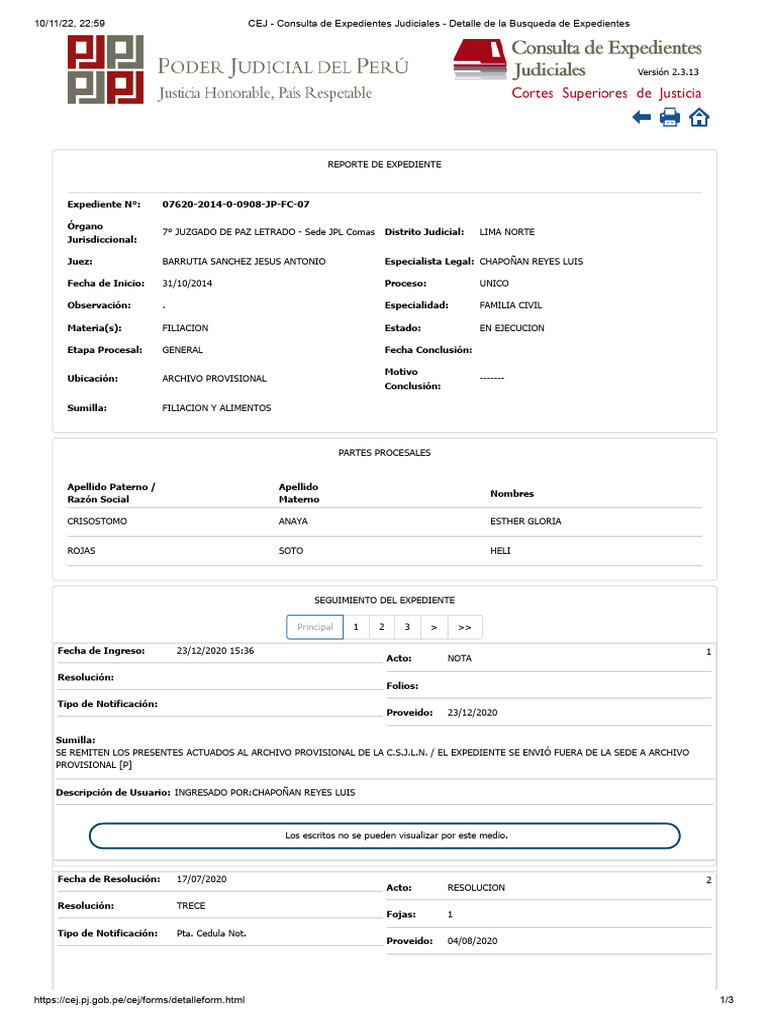 CEJ - Consulta de Expedientes Judiciales - Detalle de La Busqueda de ...
