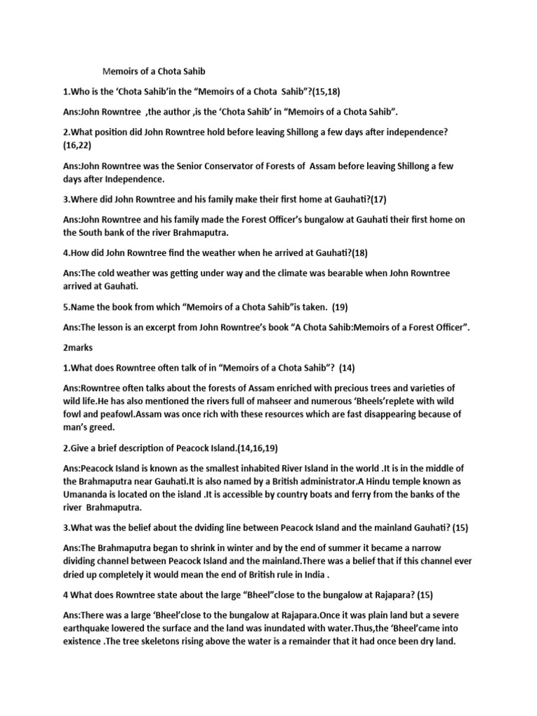 Memories of Chota Sahib | PDF | Earth Sciences