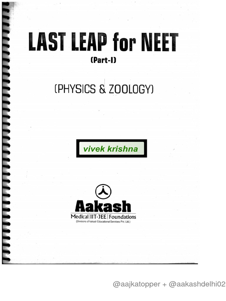 Aakash Last Leap Physics & Zoology Part I | PDF