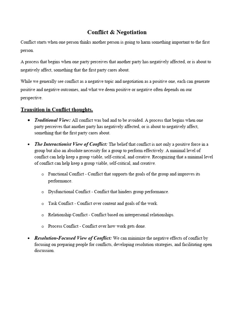 Lesson 8 Conflict & Negotiation | PDF | Negotiation | Bargaining