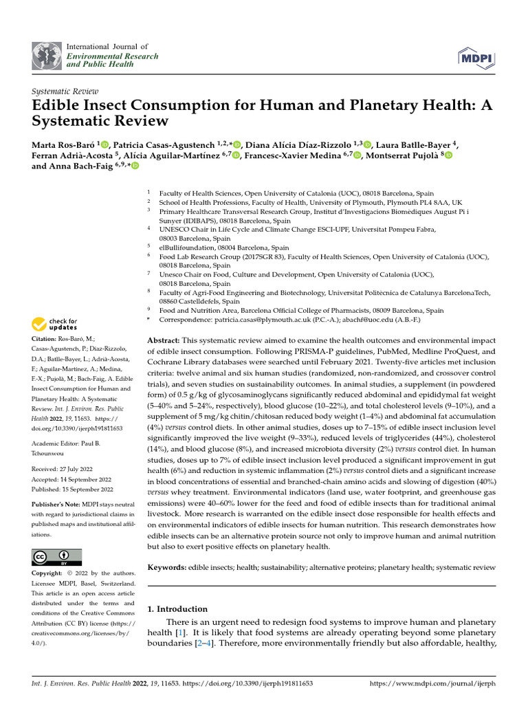 Edible Insect Consumption For Human and Planetary | PDF | Systematic Review