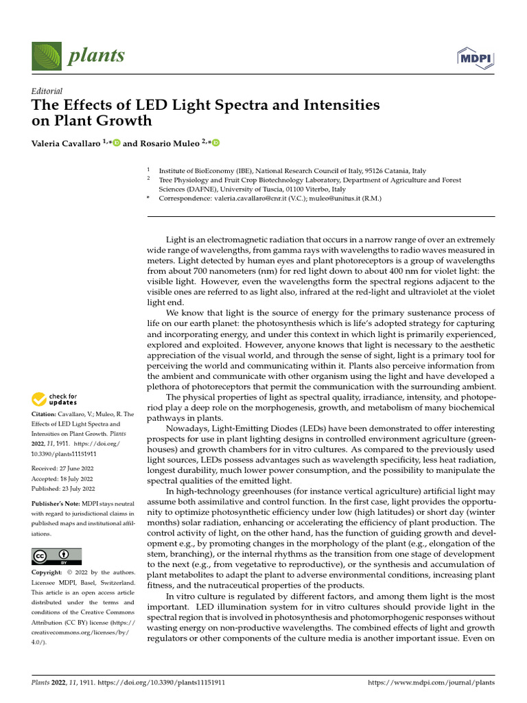 The Effects of LED Light Spectra and Int | PDF | Light ...