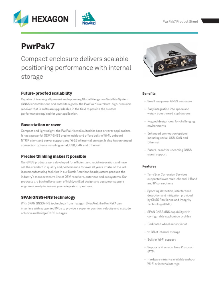 PwrPak7 Product Sheet | PDF | Usb | Wi Fi