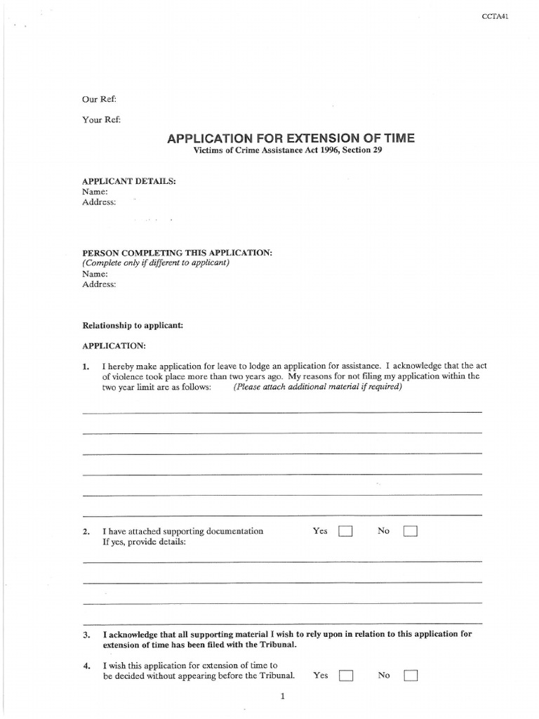 Extension of Time Form | PDF