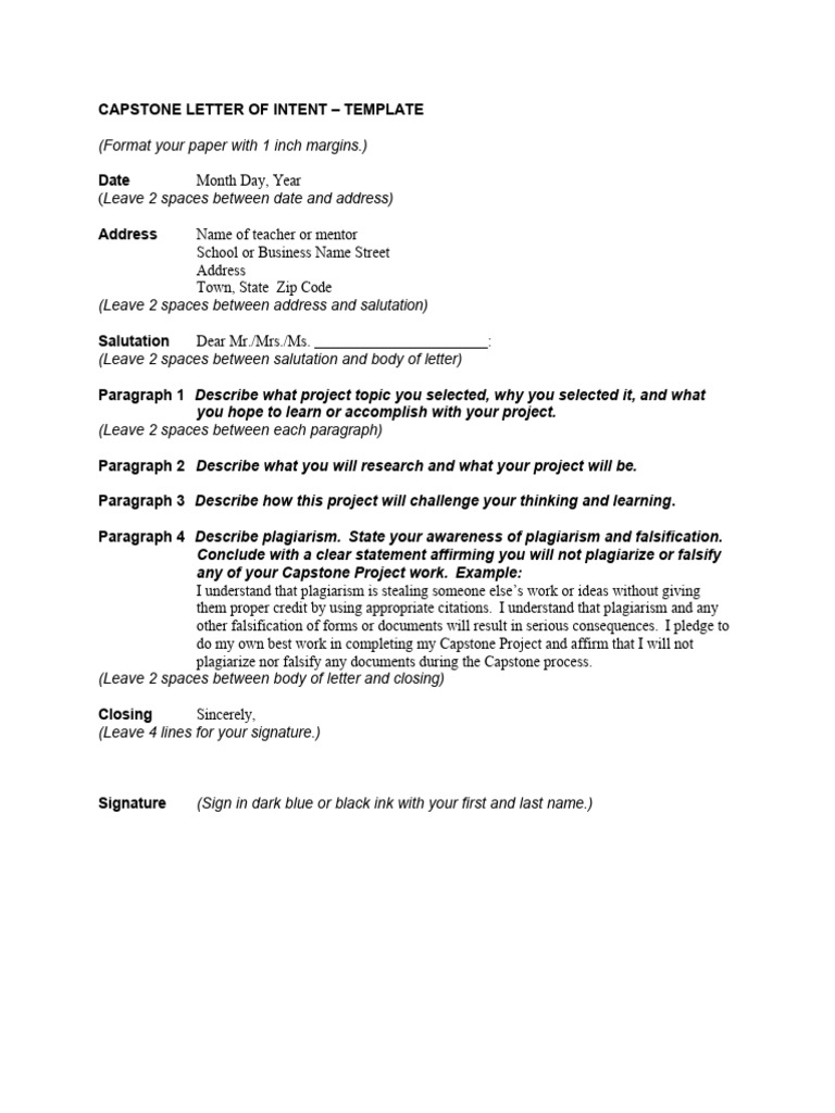 Capstone Letter of Intent | PDF | Plagiarism | Falsifiability
