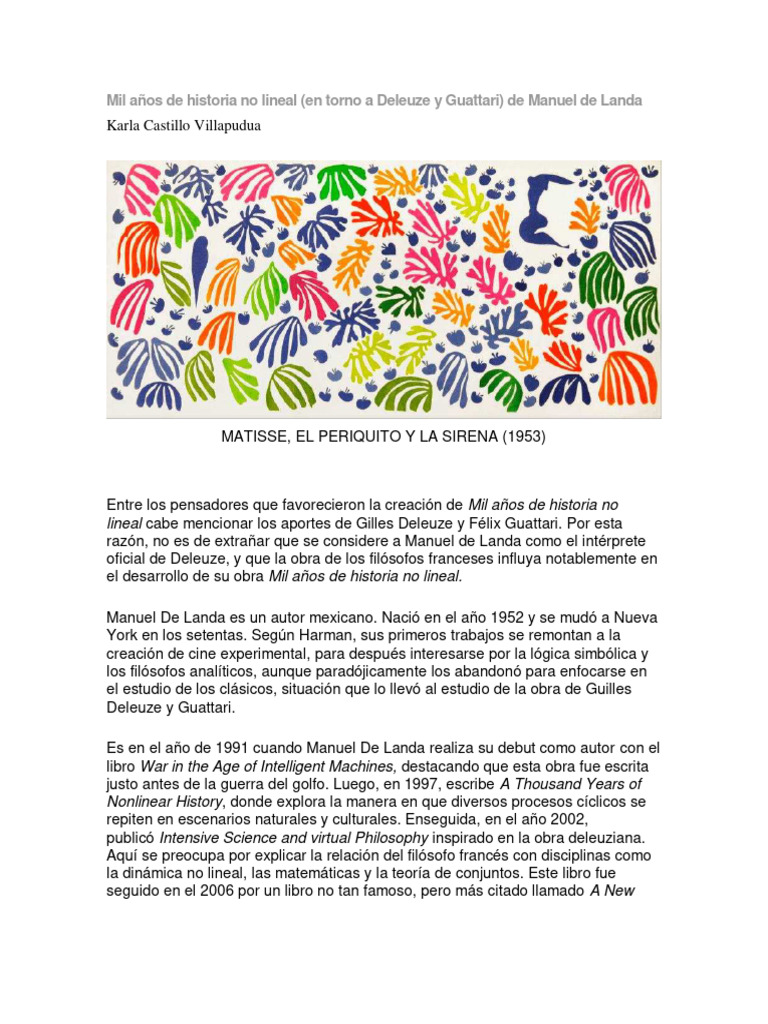 Mil Años de Historia No Lineal (En Torno A Deleuze y Guattari) de ...