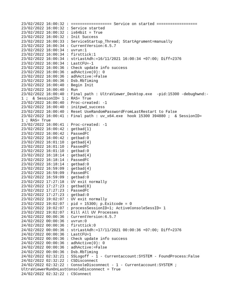 UltraViewerService Log | PDF | Software Engineering | Computer Programming