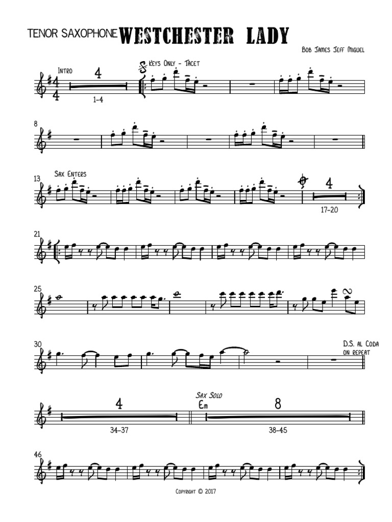 Westchester Lady - Tenor Saxophone | PDF
