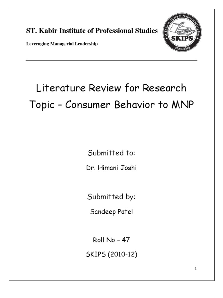 Literature Review - MNP | PDF | Customer Satisfaction | Questionnaire