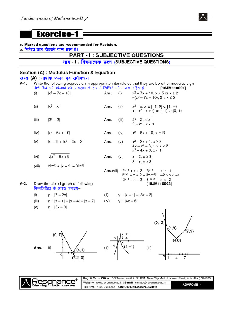 Fundamental of Mathematics-2 SOLUTION 2 | PDF | Mathematical Objects ...
