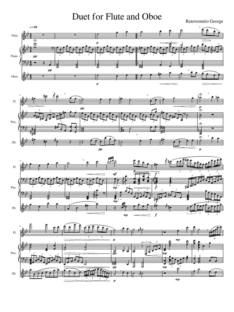 Duet For Flute and Oboe and Piano | PDF