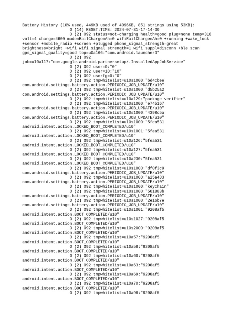 Standby Dump Batterystats 2024 0801 023206 | PDF | Mobile Software | Software