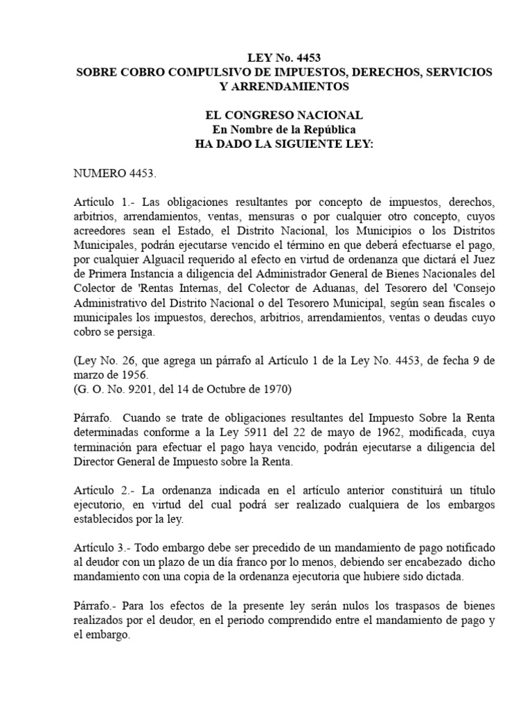 Ley de Cobro Compulsivo de Impuestos | PDF | Subasta | Pagos