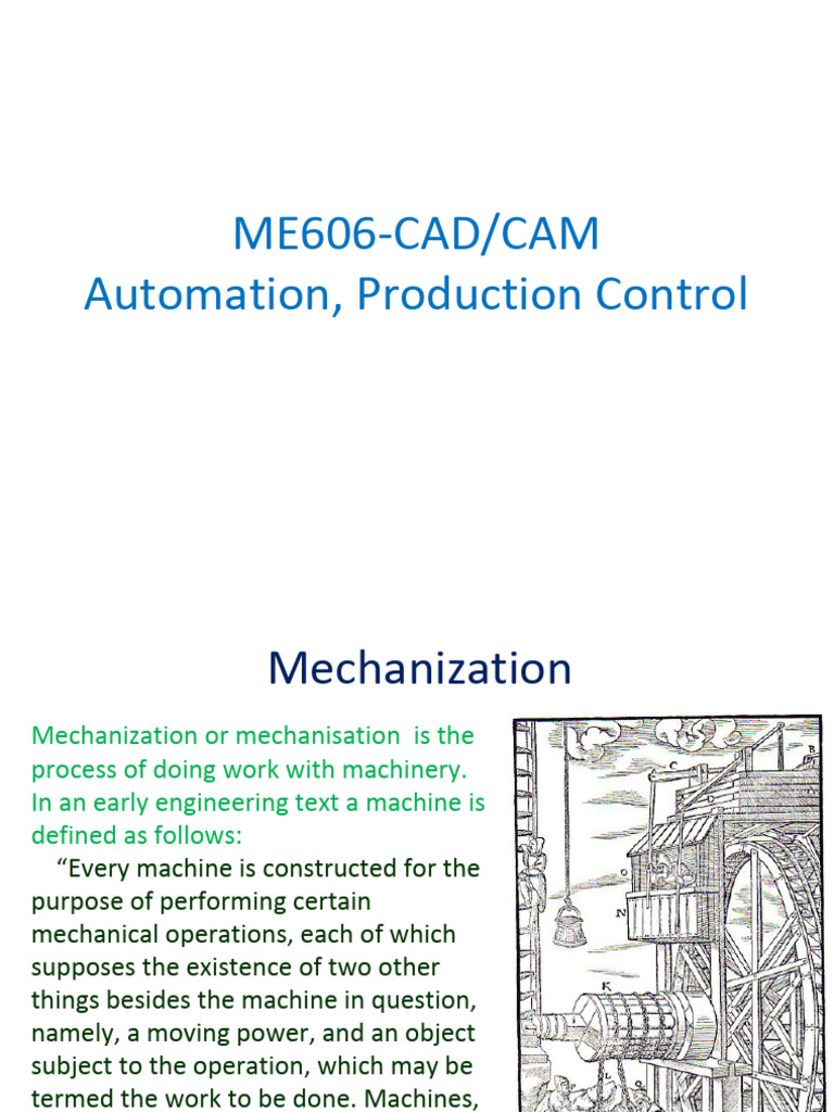 ME606-Automation-Production Control | PDF | Automation | Numerical Control ME606-Automation-Production Control | PDF | Automation | Numerical Control