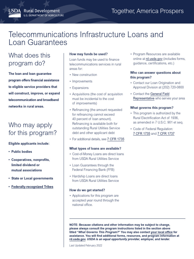 508 RD FS RUS TelecommunicationsLoan | PDF | Loans | Refinancing