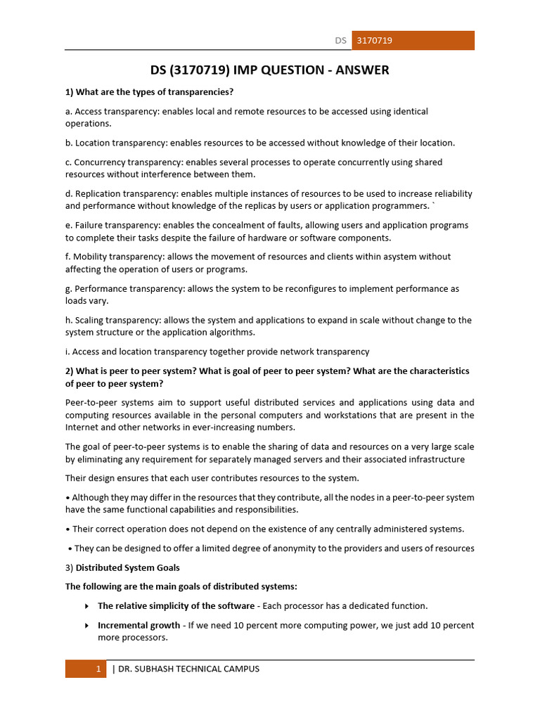 Distributed System IMP APY | PDF | Peer To Peer | Thread (Computing)