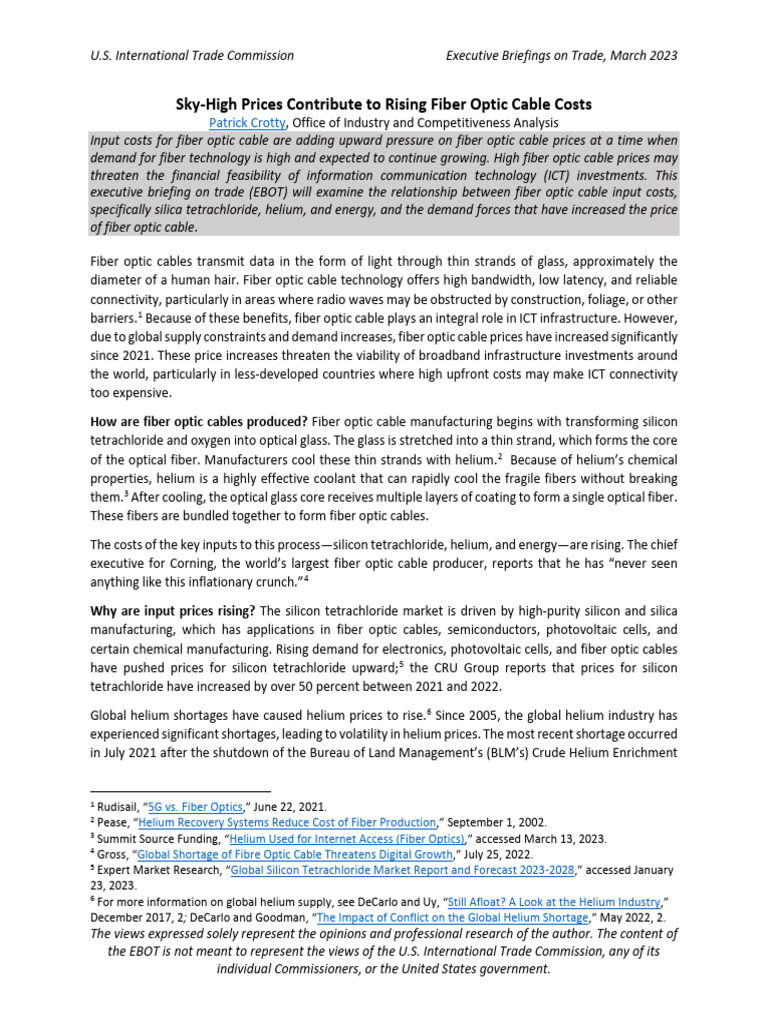 Ebot Helium Fiber Optic Cable | PDF | Optical Fiber | Silicon