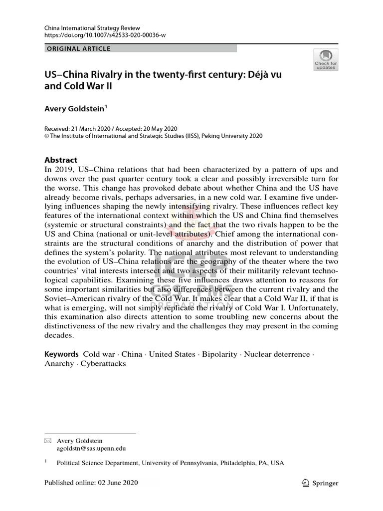 US-China Rivalry: Cold War II? | PDF | Crime & Violence | Deterrence Theory