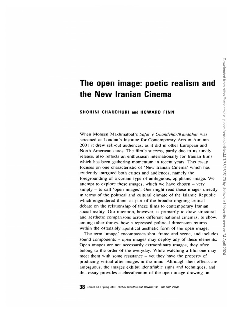 The Open Image - Poetic Realism and The New Iranian Cinema | PDF ...