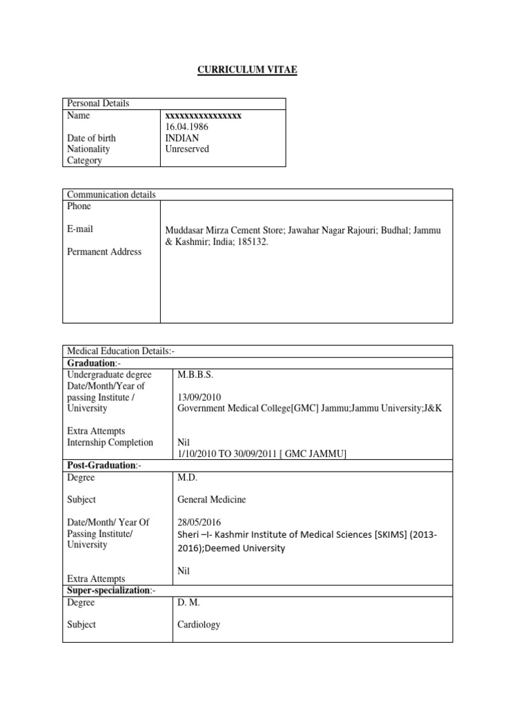 1 - CARDIOLOGIST Self CV | PDF | Percutaneous Coronary Intervention | Cardiology
