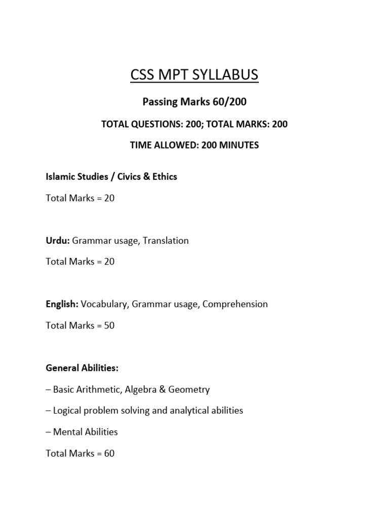 MPT Syllabus | PDF | Career & Growth