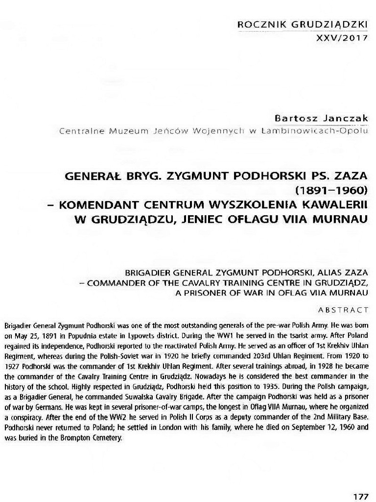 Gen Bryg Zygmunt Podhorski ''Zaza'' | PDF