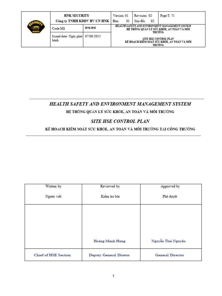 Hes Control Plan | PDF