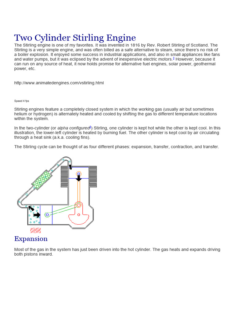 Two Cylinder Stirling Engine | PDF | Engines | Sustainable Technologies