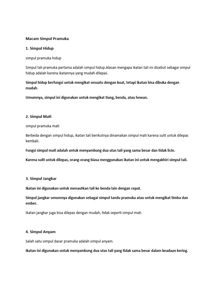 Macam Simpul Pramuka | PDF