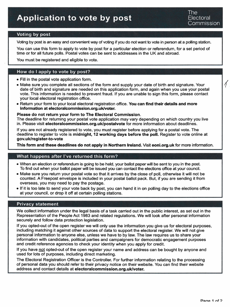a1 | PDF | Postal Voting | Voting