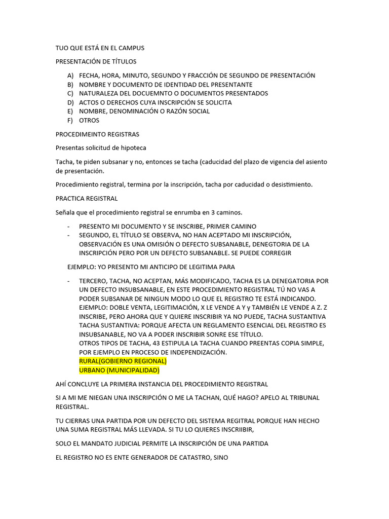 Procedimiento Registral y Tachas | PDF | Asociación doméstica | Ley común