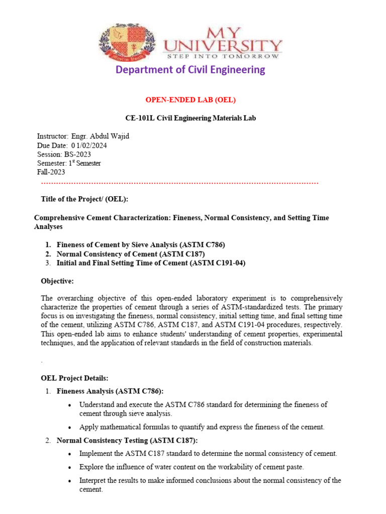 OEL - Engineering Materials Lab | PDF | Experiment | Laboratories