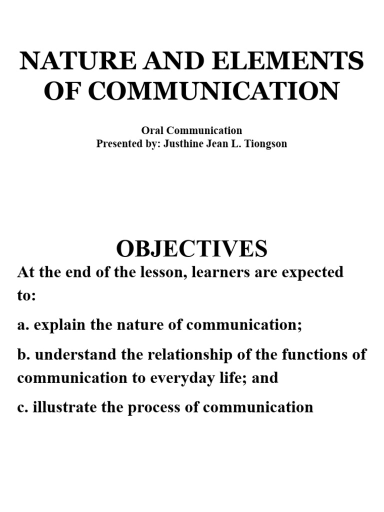 Oral Communication Week1 | PDF | Communication | Cognitive Science