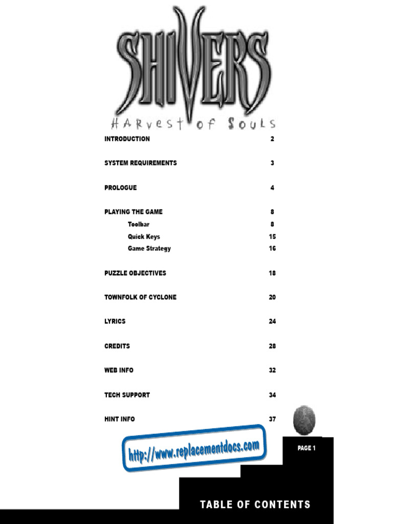Shivers II Harvest of Souls Manual Win EN | PDF | Cursor (User Interface)