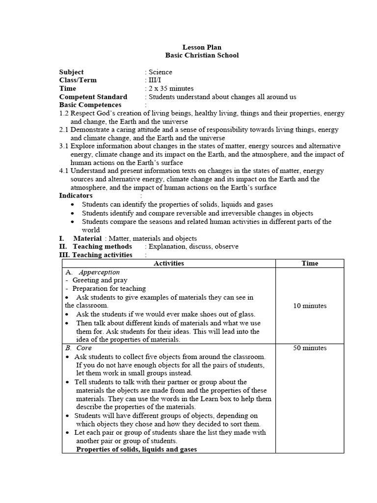 Lesson Plan Unit 3 | PDF | Water Cycle | Earth