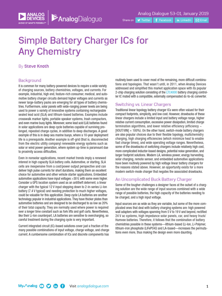 Simple Battery Charger Ics For Any Chemistry | PDF | Battery Charger ...
