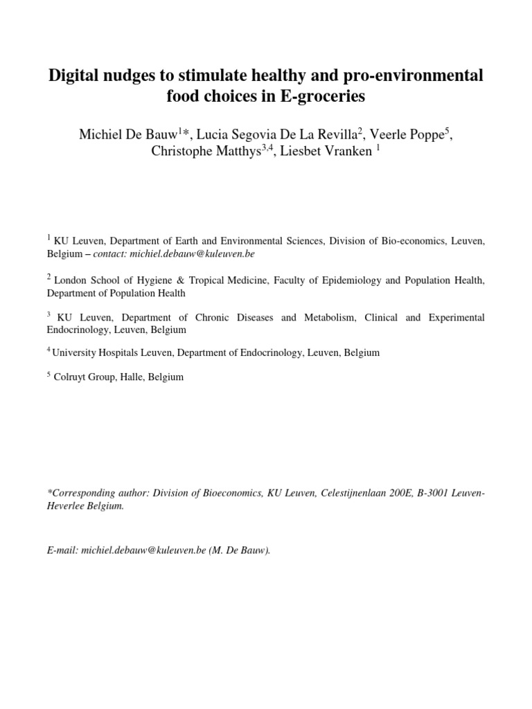 Digital Nudges To Stimulate Healthy and Proenvironmental | PDF | Diet ...