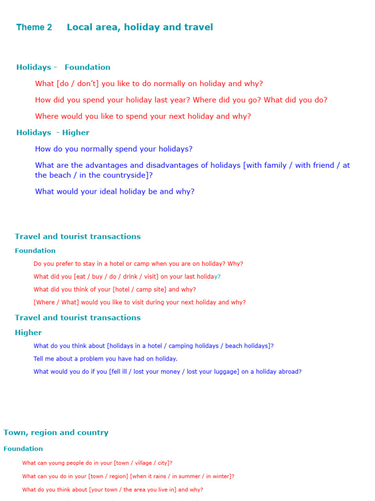 Speaking Topic 2 Gcse Language | PDF