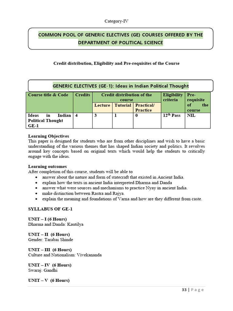 Ge Syllabus Entire Course-1 | PDF | Globalization | Political Philosophy