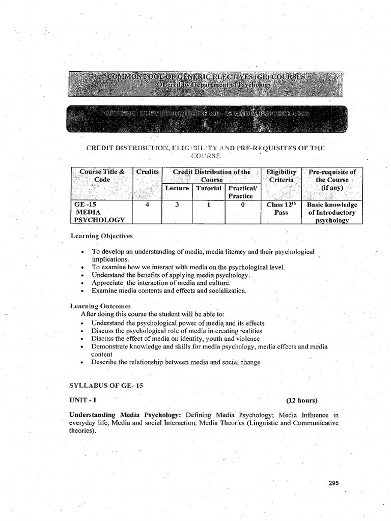 GE Semester 5 Syllabus | PDF