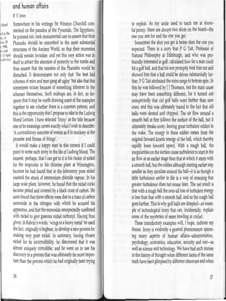 Irony As A Phenomenon in Natural Science and Human Affairs by R. V ...